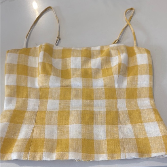Reformation | Tops | Reformation Gingham Yellow And White Linen Cami ...
